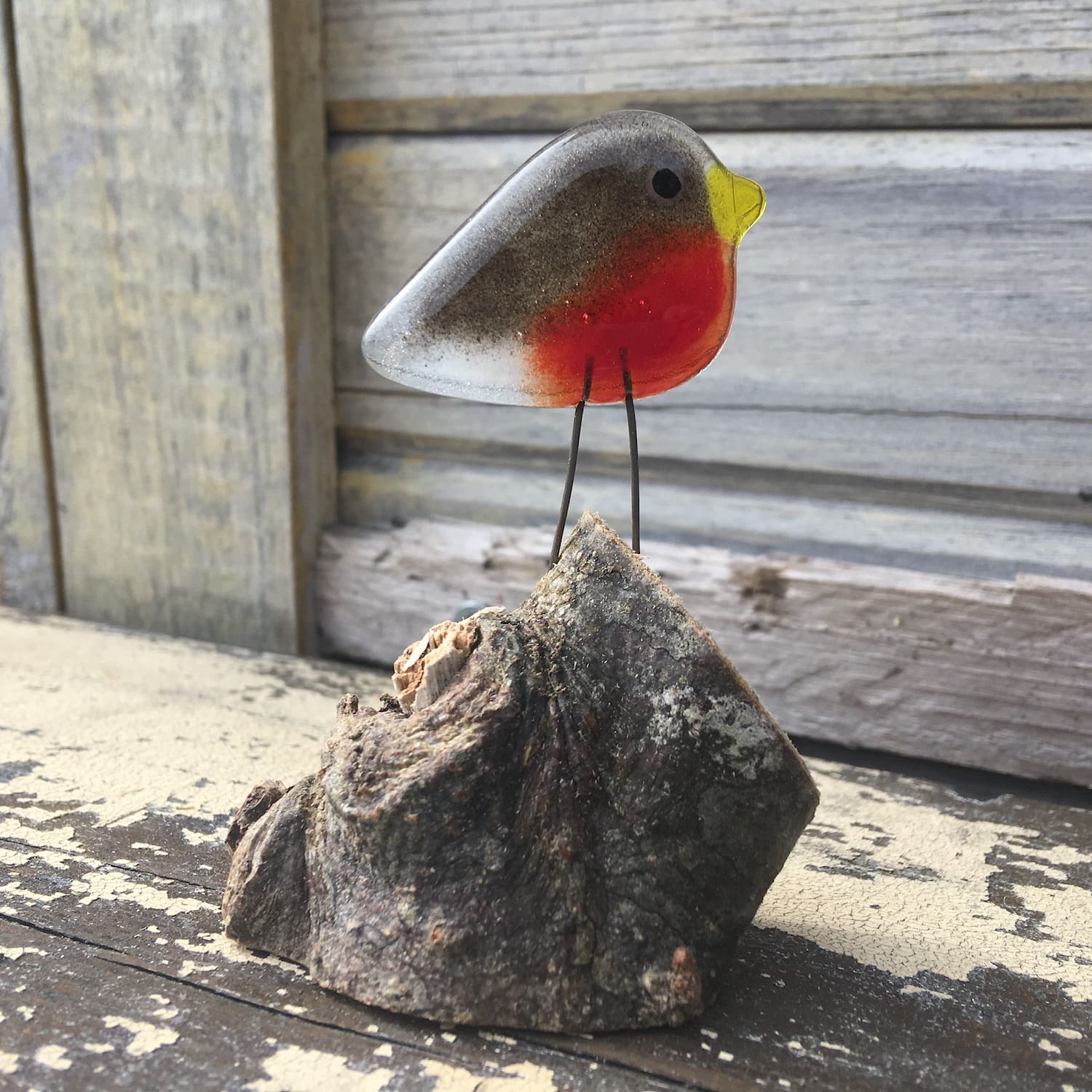 Robin Glass Bird Ornament with Log Perch: Mini | Craft Alliance ...